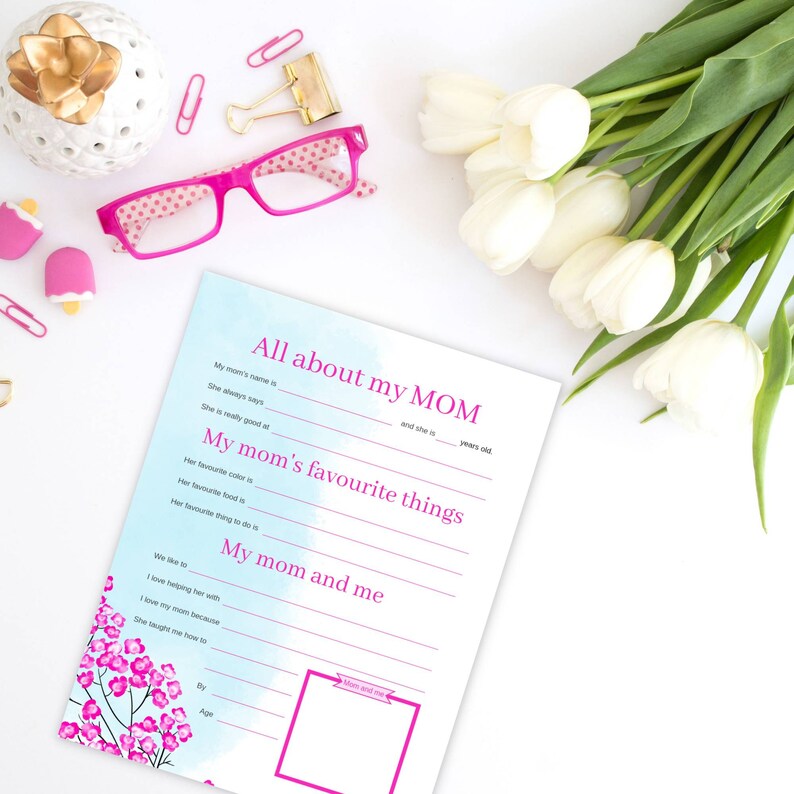 All About My Mom, Mom Gift From Kids, Keepsake for Mom, Mothers Day ...