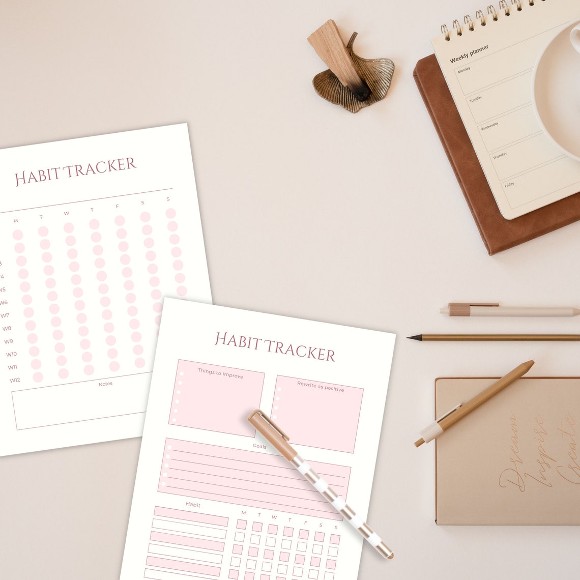 Habit Tracker Printable Bundle, Routine Tracker, Yearly, Monthly ...