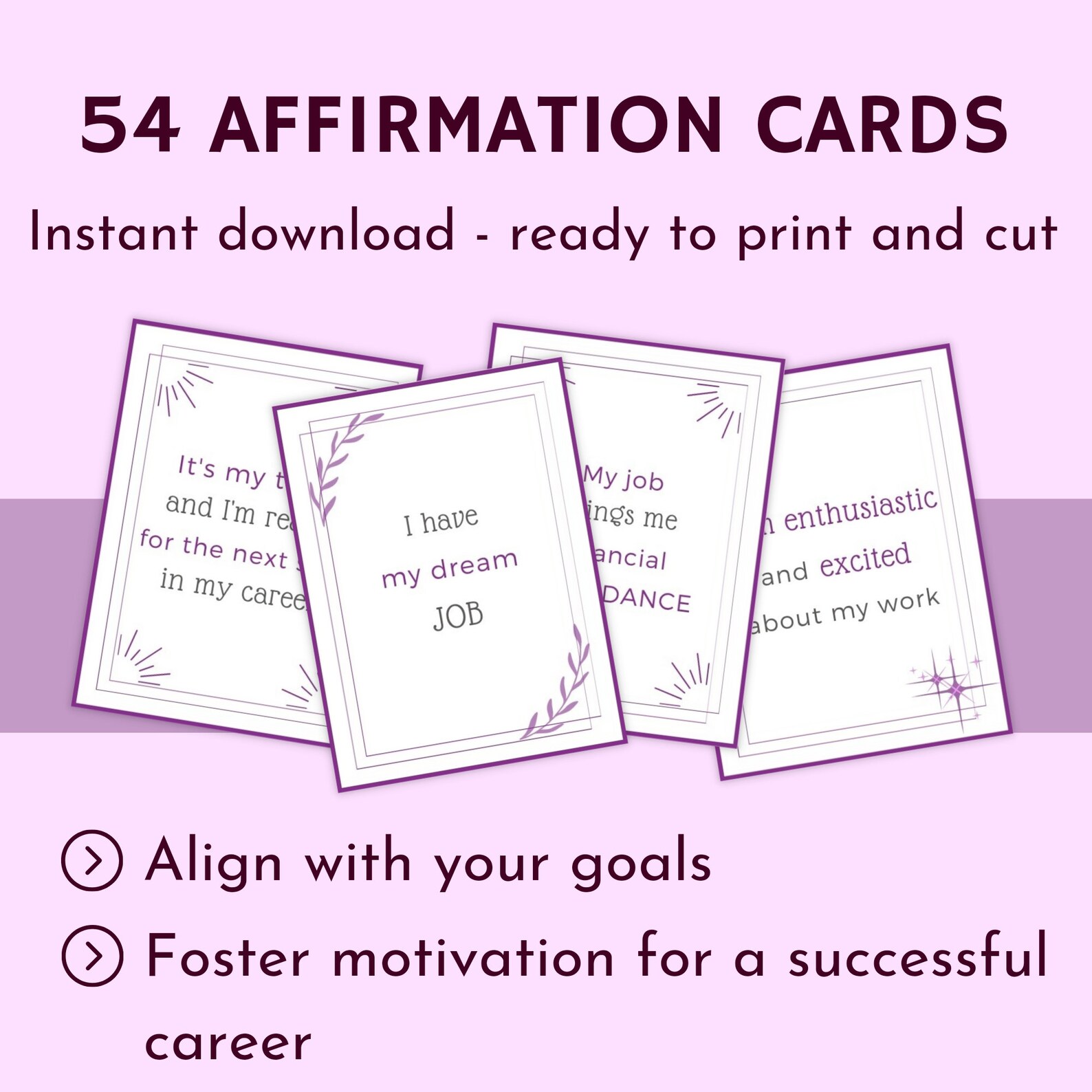 Work and Career Affirmation Cards Printable, Motivational Cards, Career ...