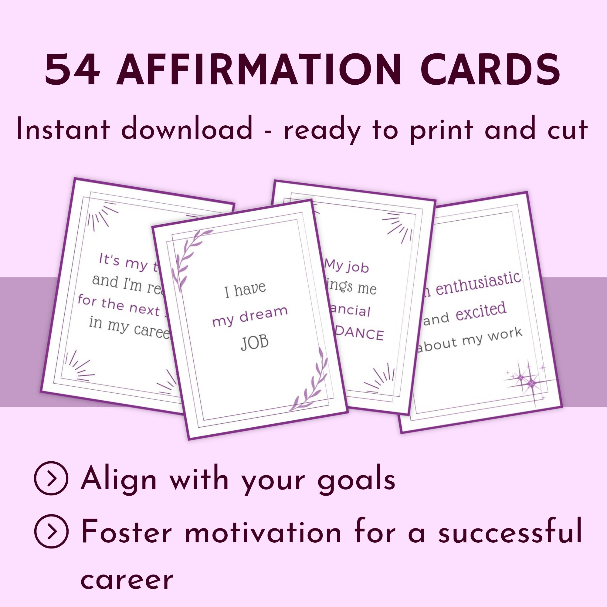Work and Career Affirmation Cards Printable, Motivational Cards, Career ...