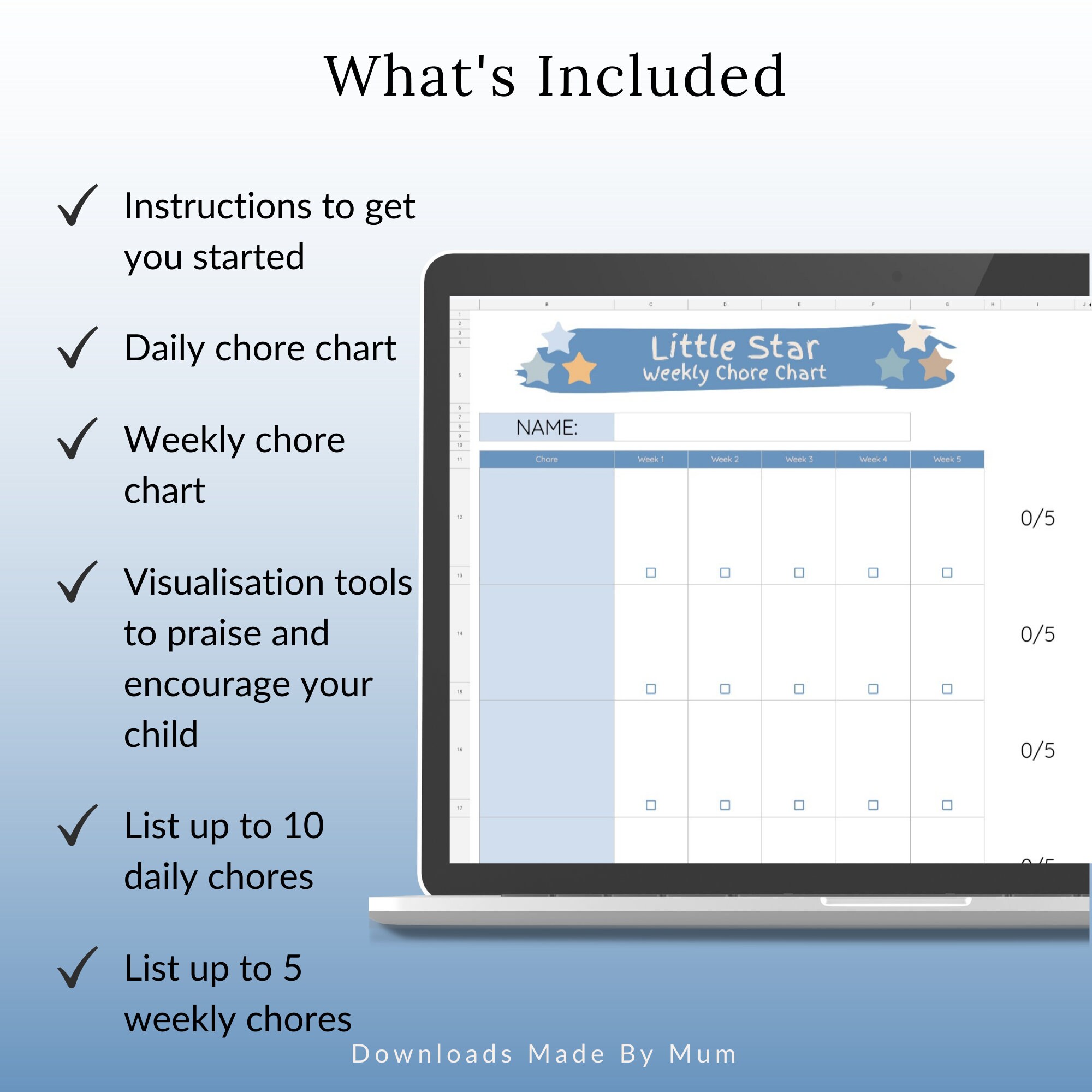 Kids Chore Chart Spreadsheet, Digital Chore Chart, Google Sheets ...