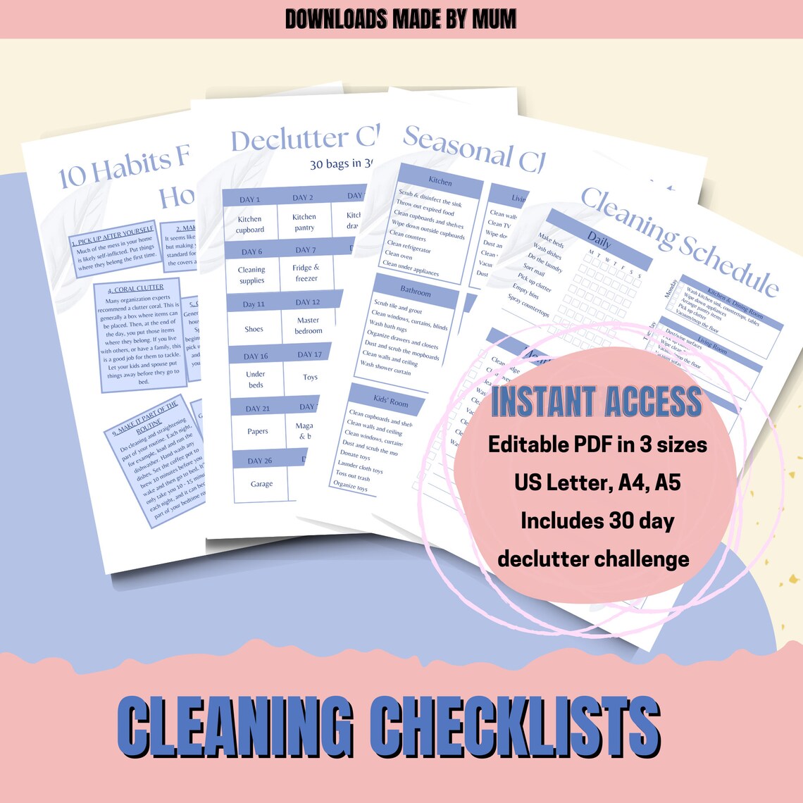 Editable Cleaning Schedule Cleaning Checklist Printable - Etsy