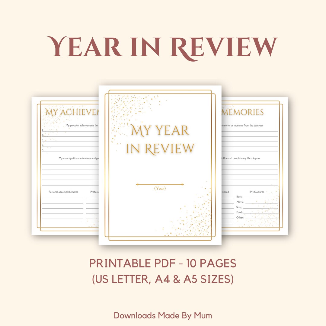 Year in Review Printable, Annual Review, Goal Setting, New Year's ...