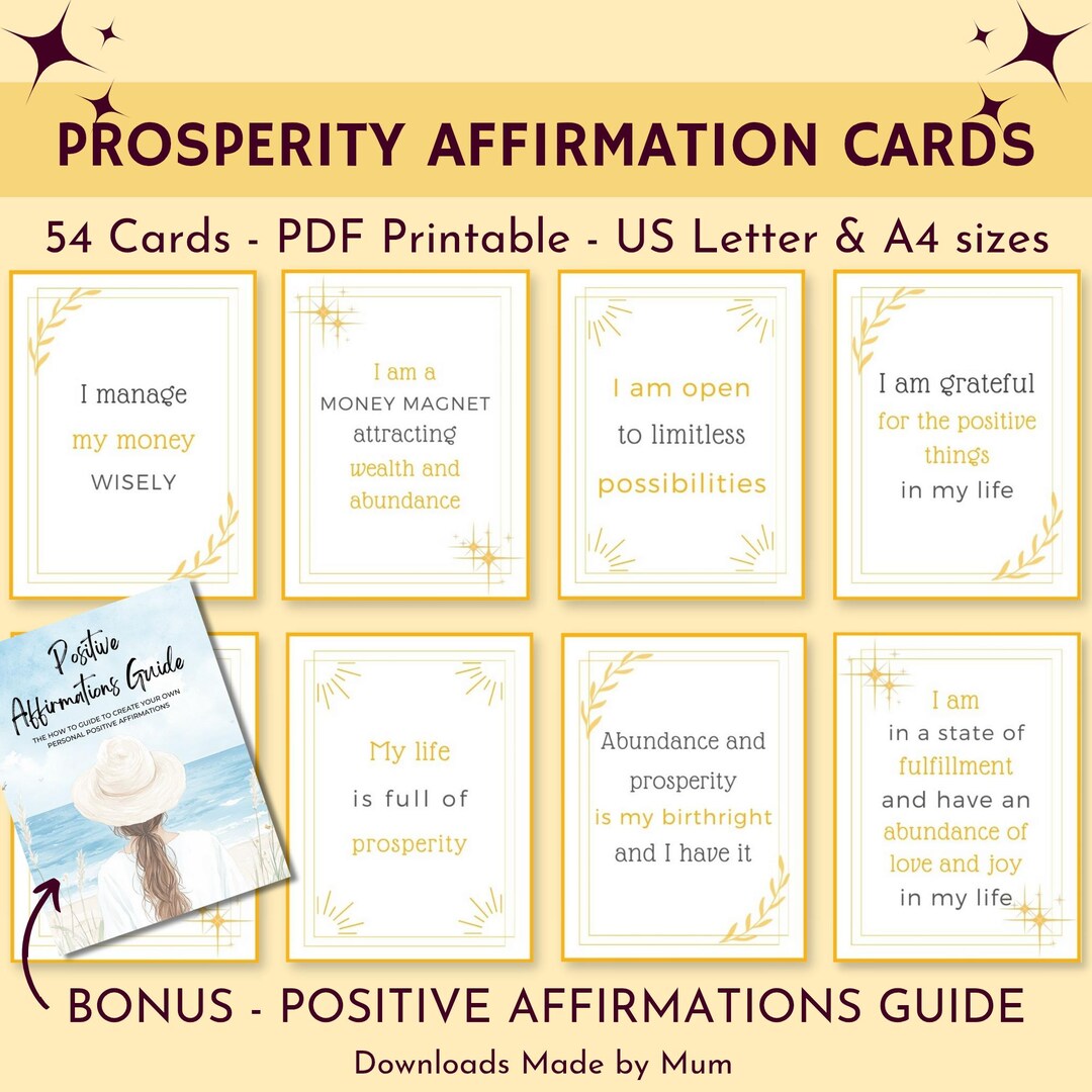 Prosperity Printable Affirmation Cards, Positive Affirmation Cards ...