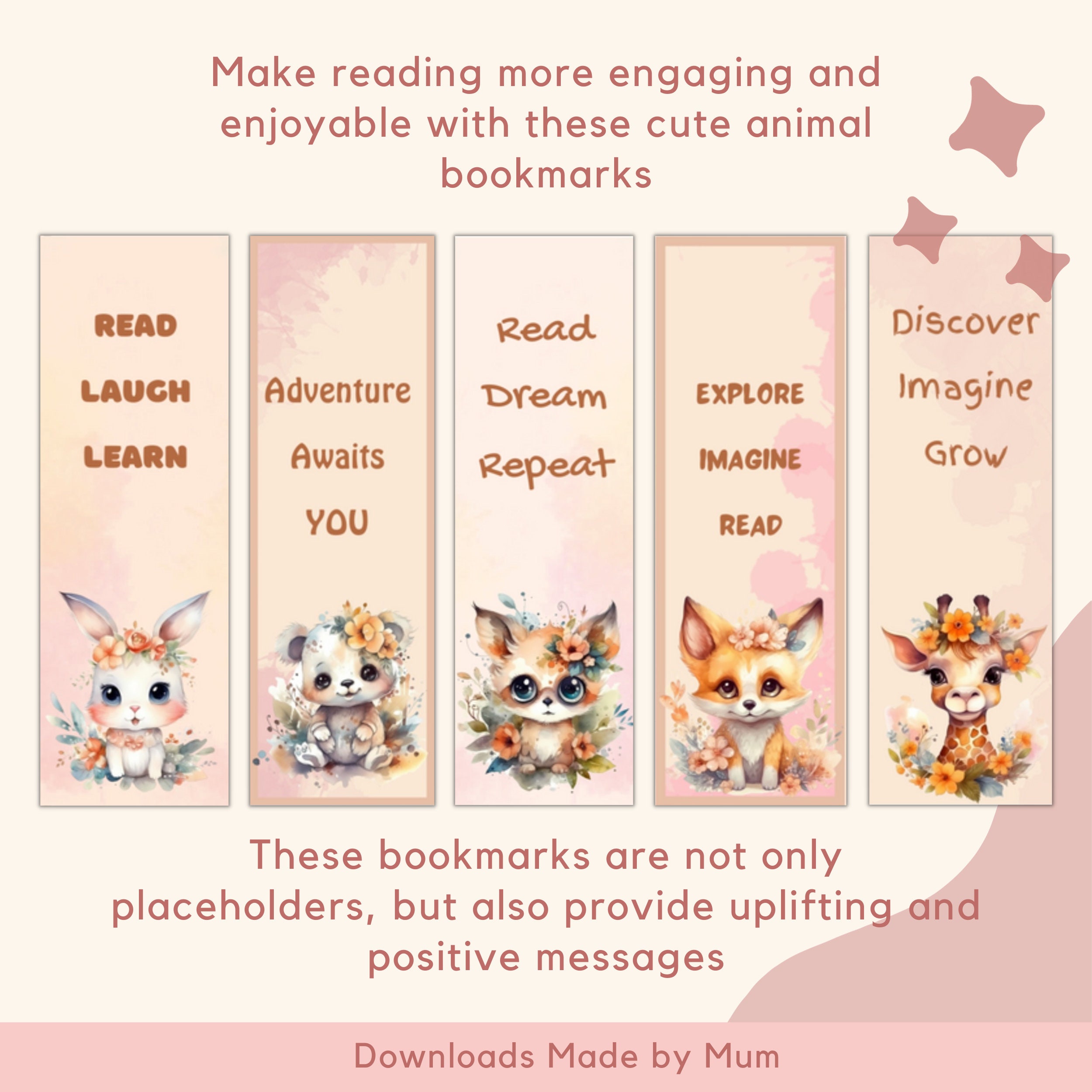 Bookmarks for Kids Printable, Cute Animal Theme Bookmarks, Bookmarks ...