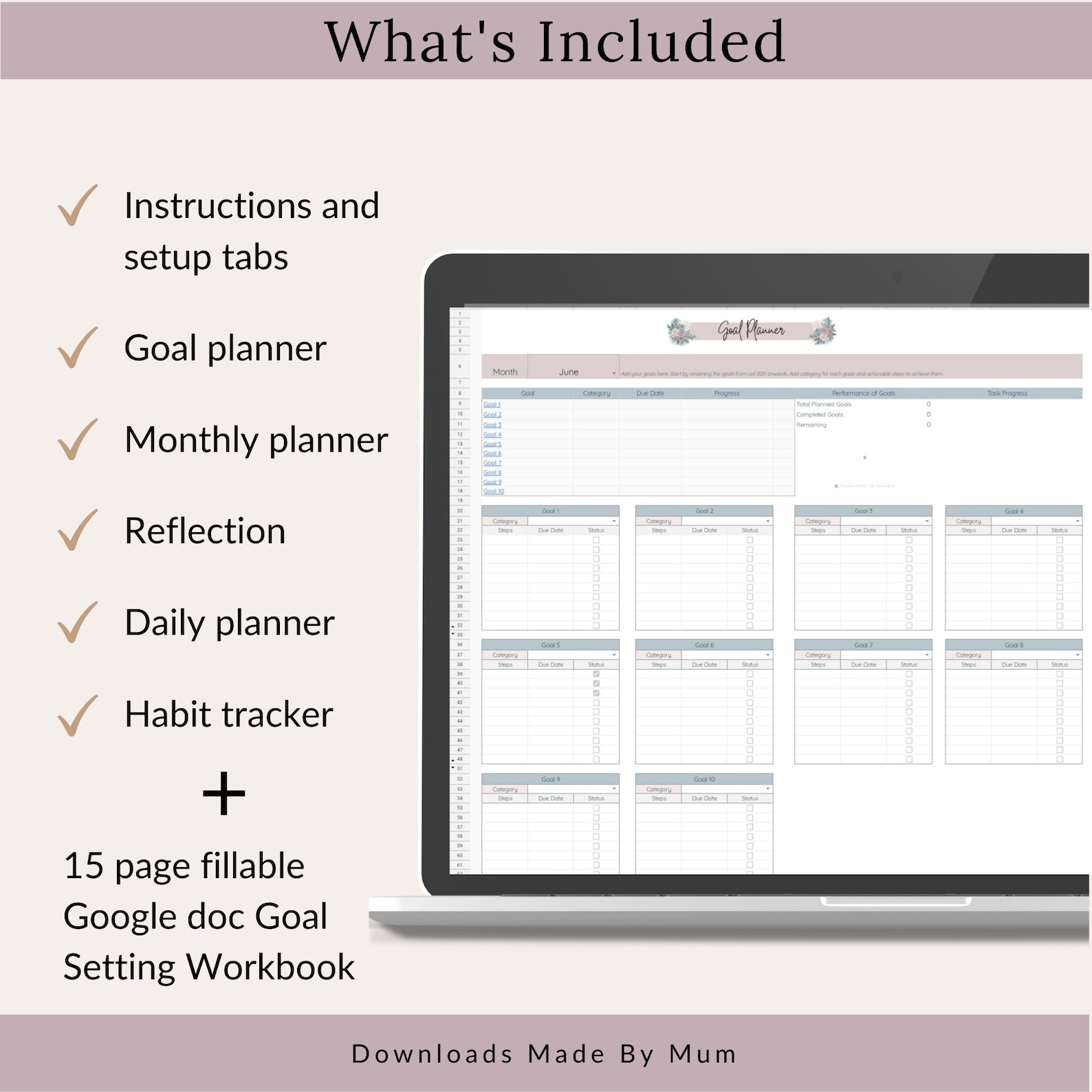 Goal Tracker Spreadsheet, Smart Goals Worksheet Goal Setting, Google ...