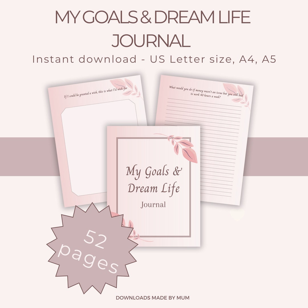Goal Journal, Goal Setting, Goal Worksheet, Intentions Journal, Dream ...