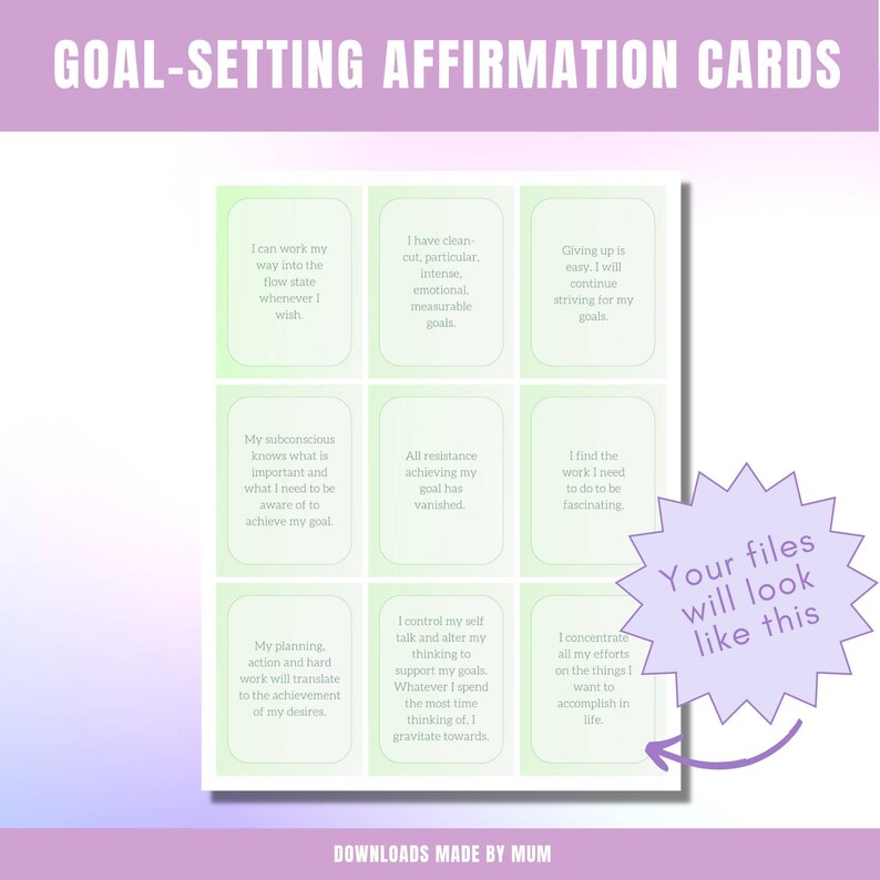 Printable Affirmation Cards, Goal Setting, Words of Affirmation, Daily ...