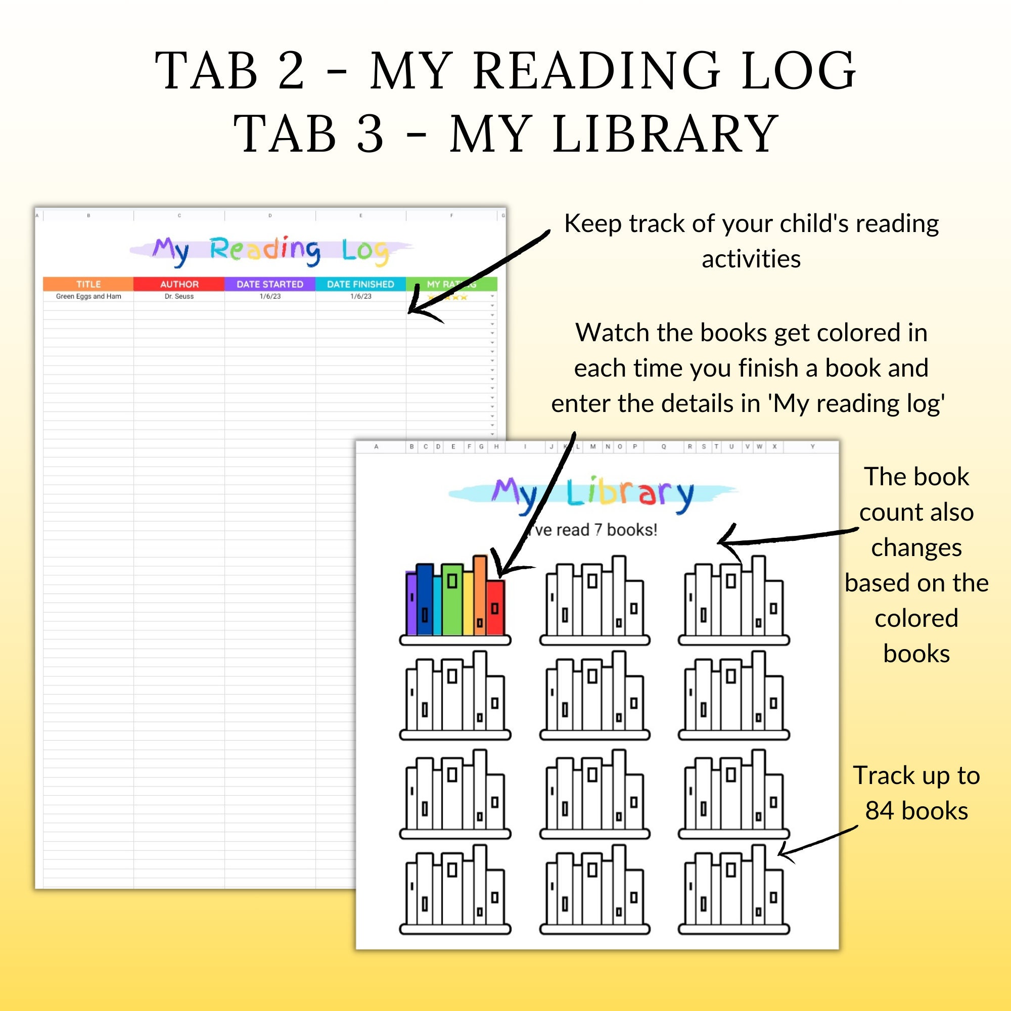 Reading Log for Kids Spreadsheet, Reading Tracker, Reading Challenge ...