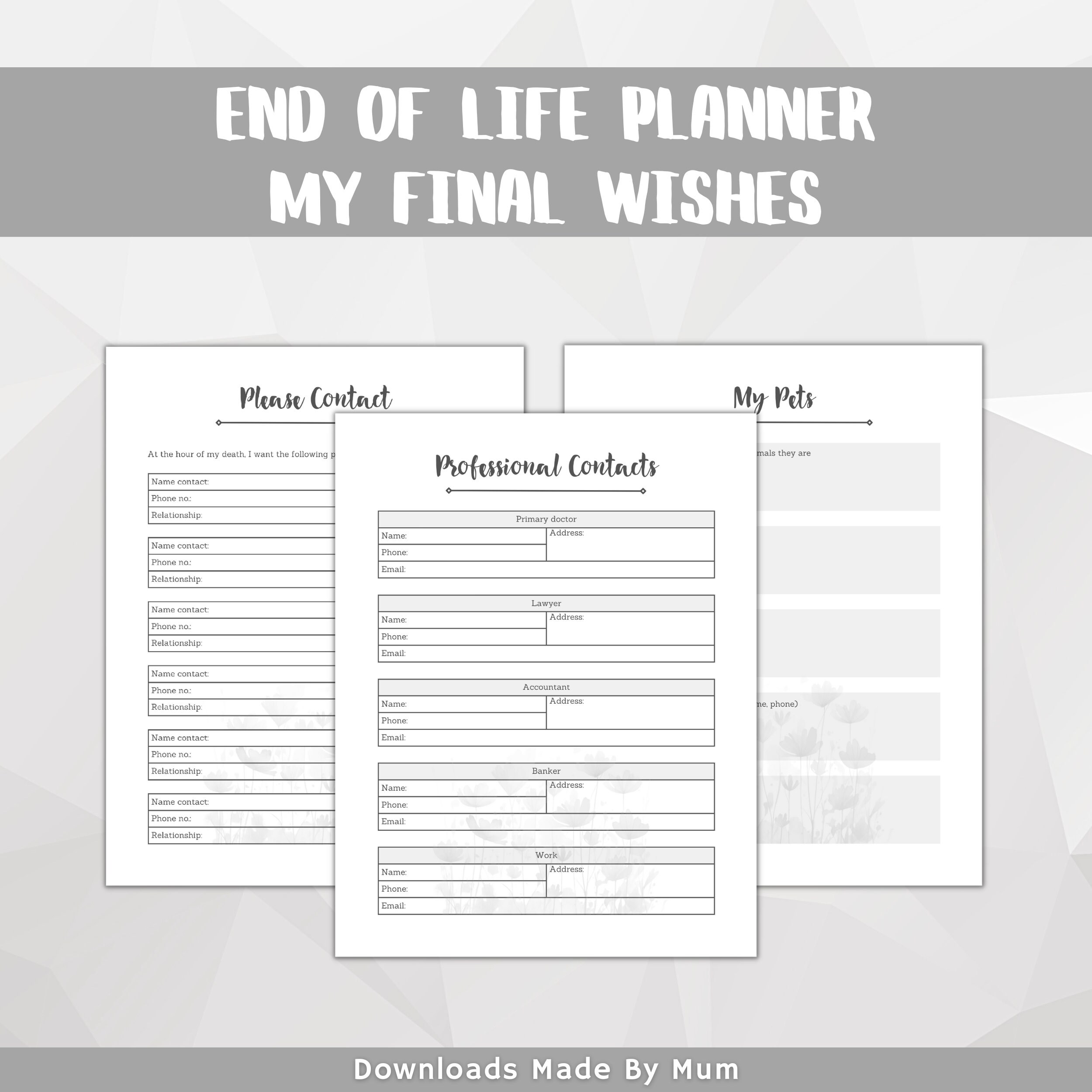 End of Life Planner Printable, Emergency Binder, Estate Planning, Death ...