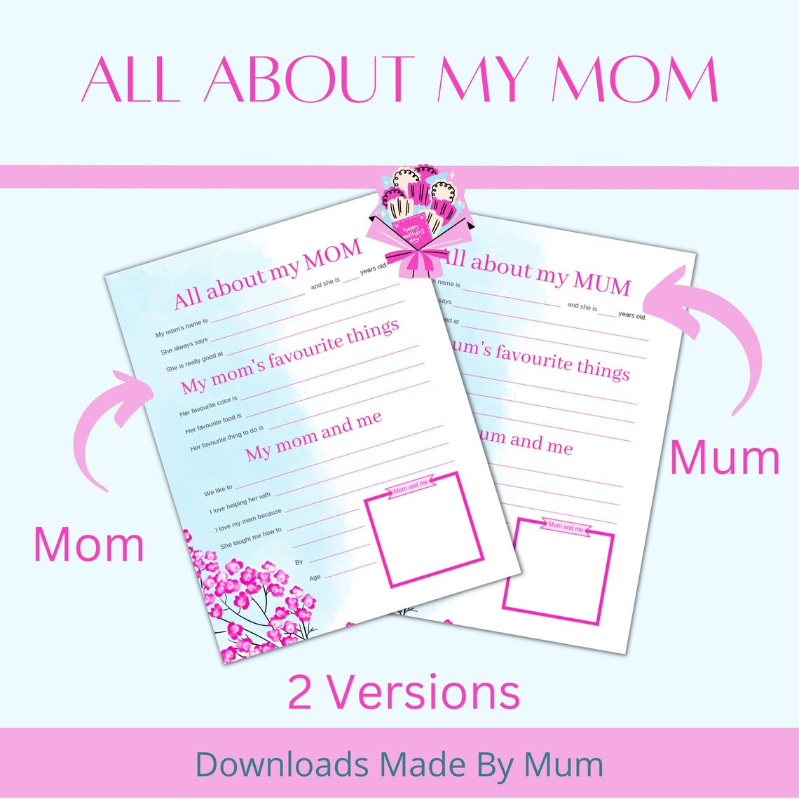 All About My Mom, Mom Gift From Kids, Keepsake for Mom, Mothers Day ...