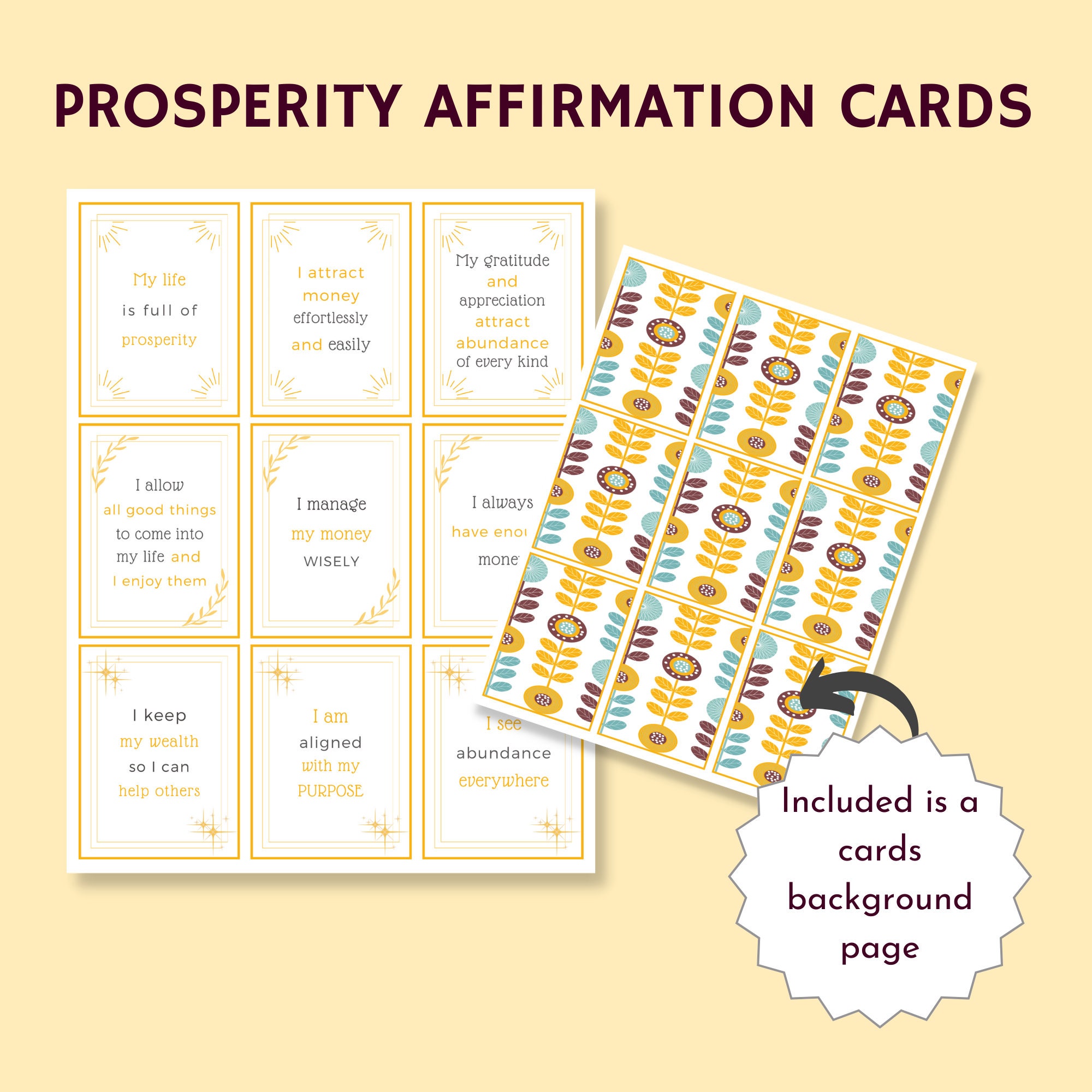 Prosperity Printable Affirmation Cards, Positive Affirmation Cards ...