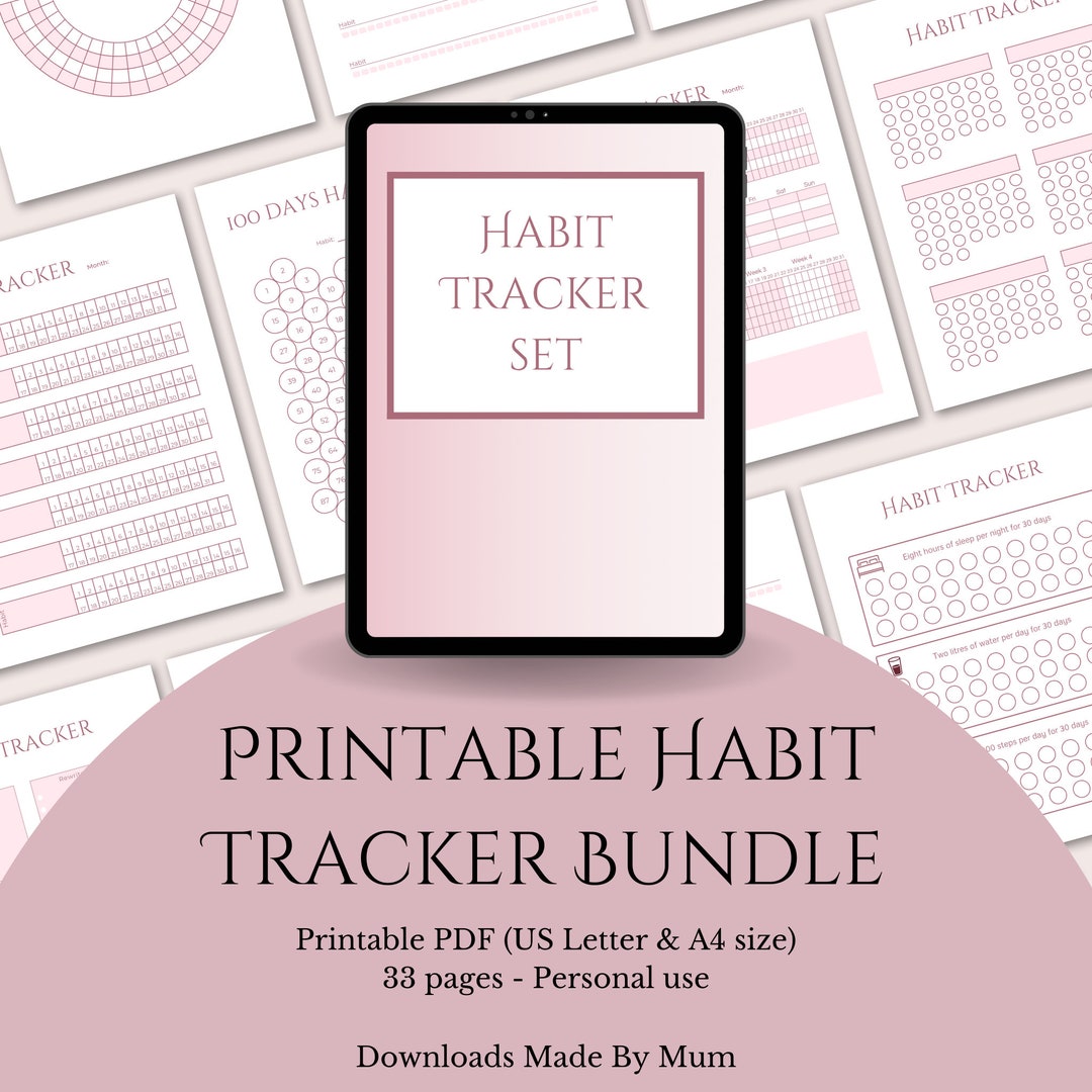 Habit Tracker Printable Bundle, Routine Tracker, Yearly, Monthly ...