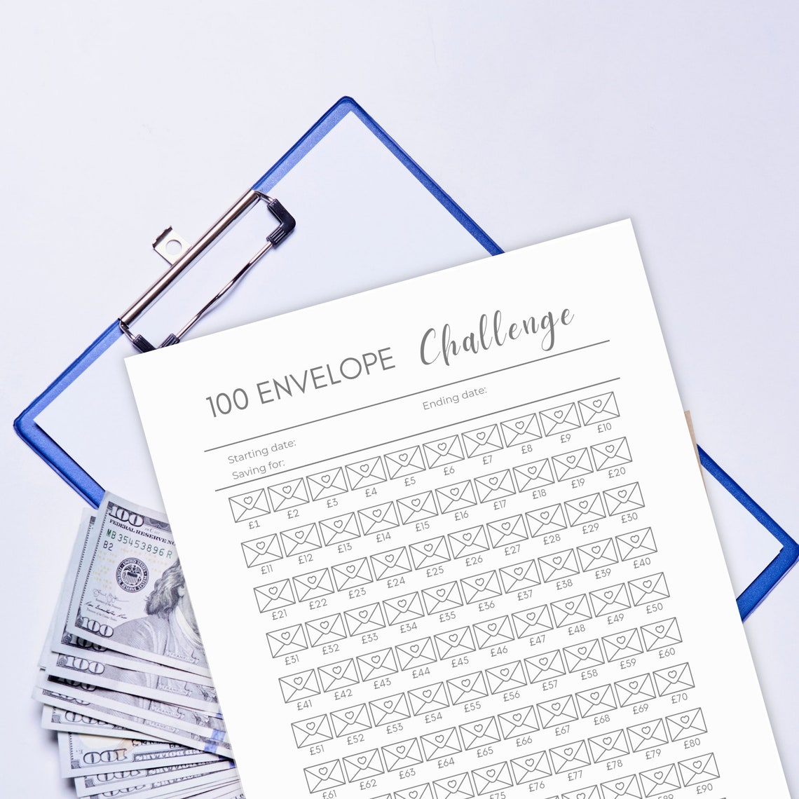 100 Envelope Challenge Printable, 5k 10k Savings Challenge, Cash ...