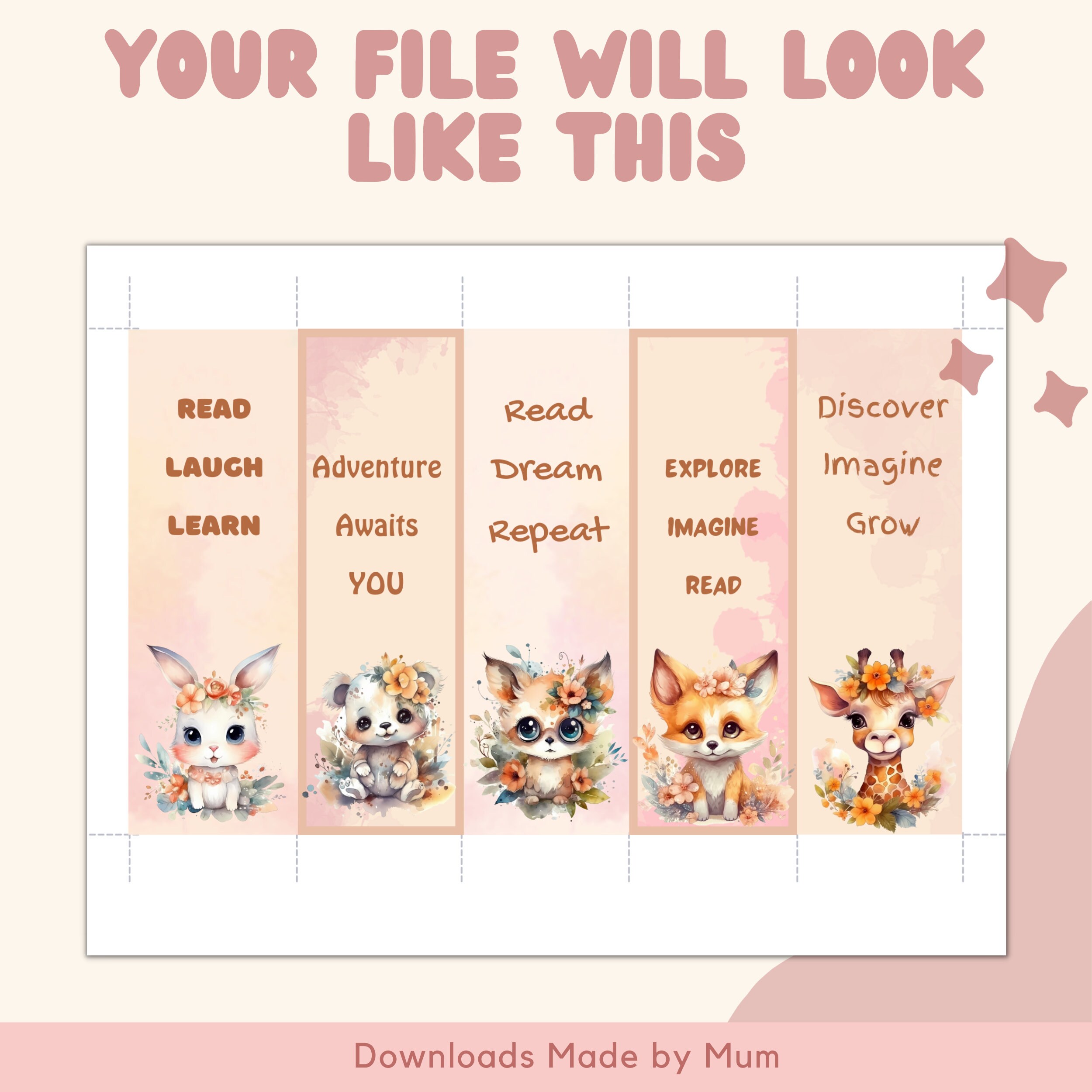 Bookmarks for Kids Printable, Cute Animal Theme Bookmarks, Bookmarks ...