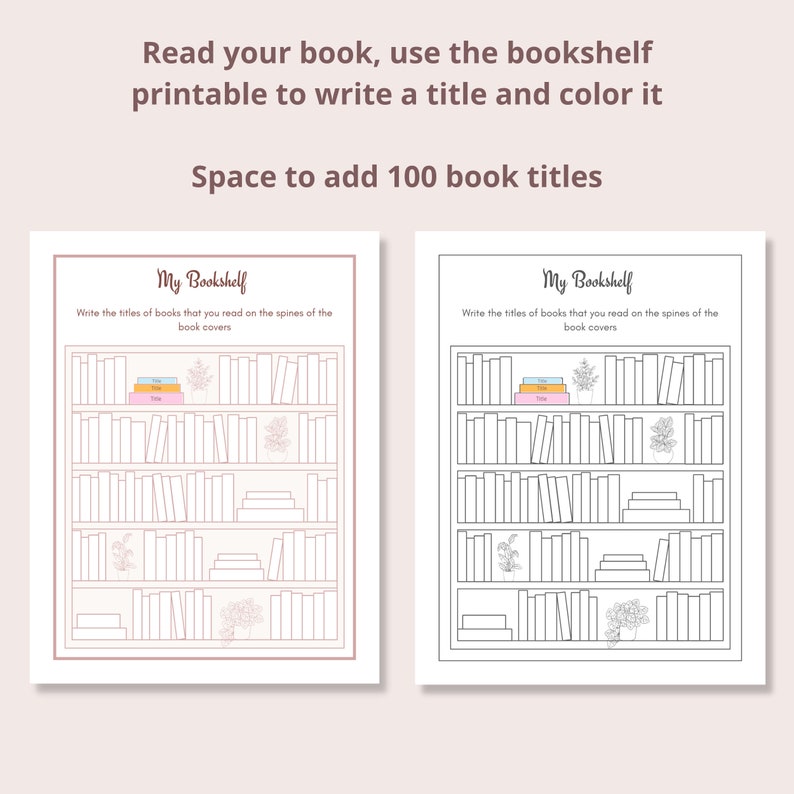 Reading Tracker Printable, Bookshelf Log, Bookshelf Insert, Book ...