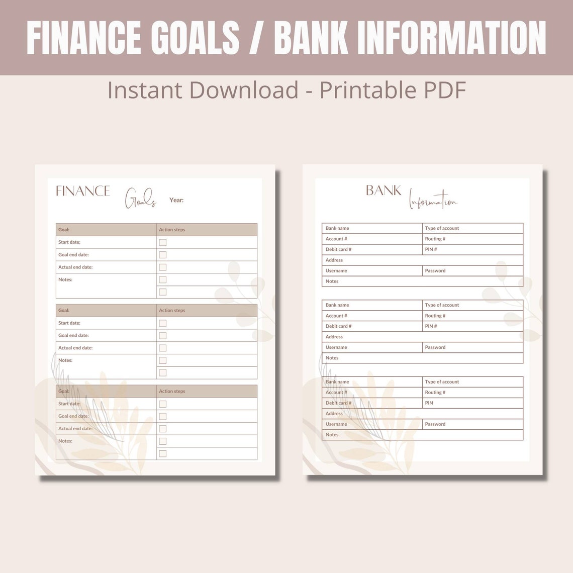 Finance Planner Printable, Personal Finance Planner, Monthly Budget ...