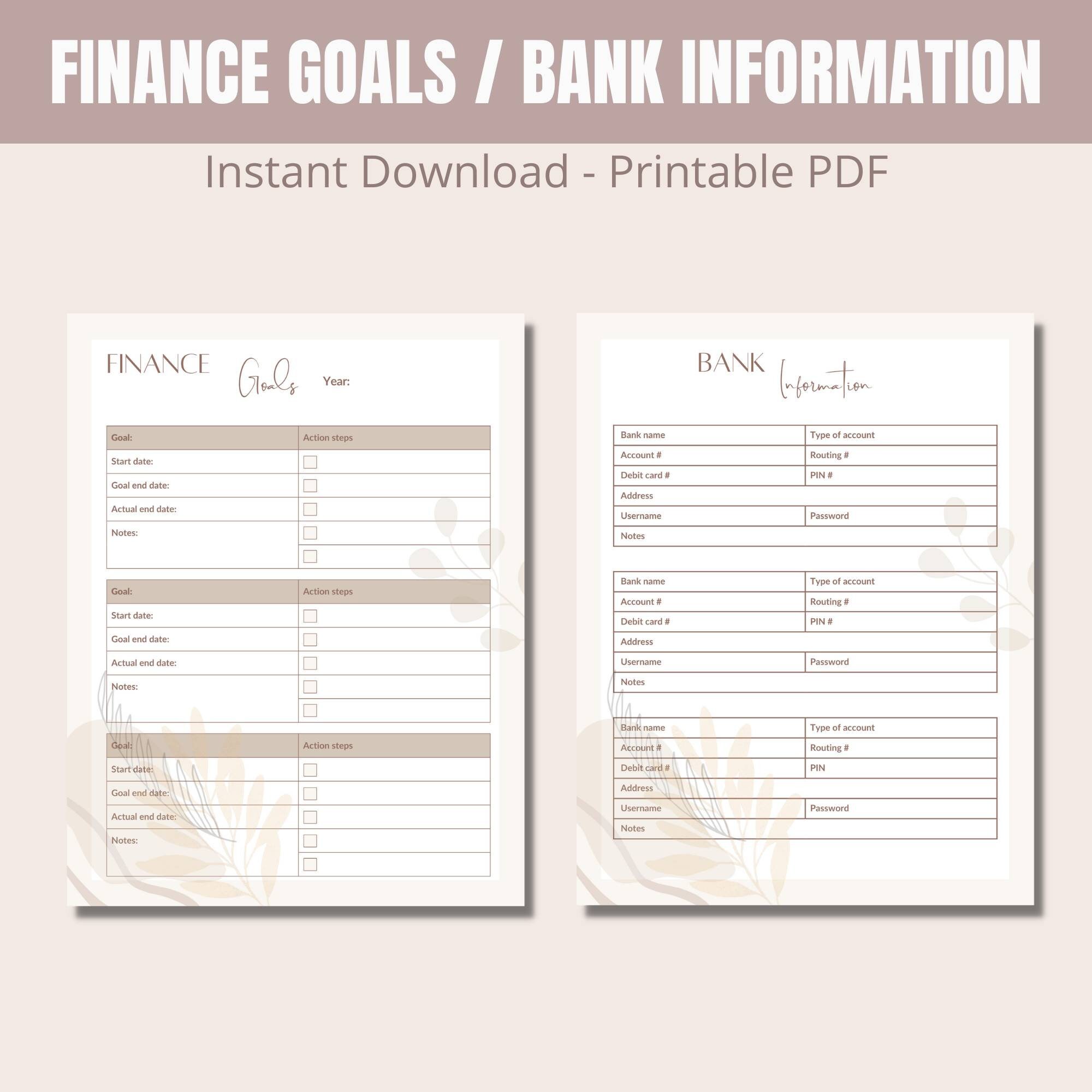 Finance Planner Printable, Personal Finance Planner, Monthly Budget ...