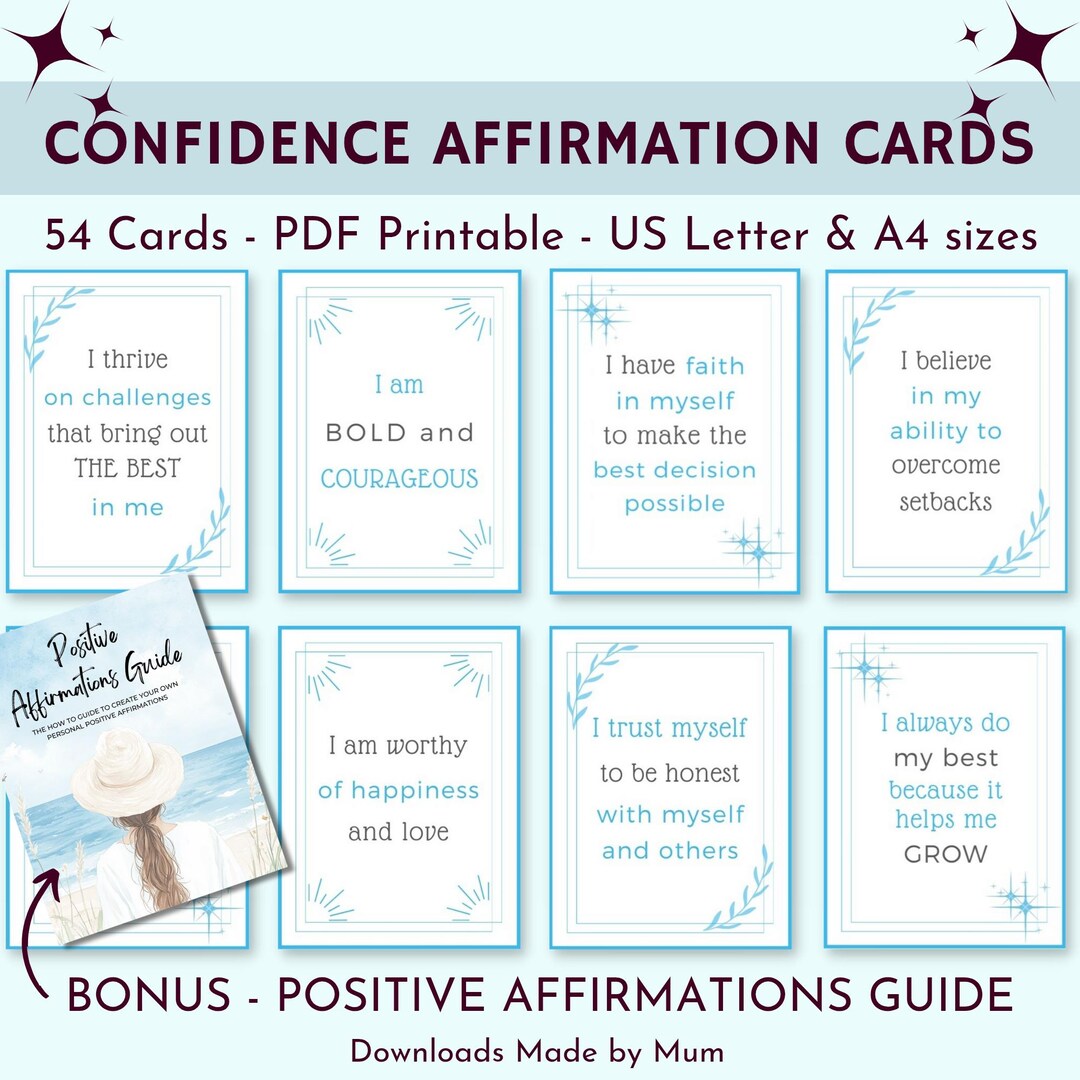 Confidence Printable Affirmation Cards, Positive Affirmation Cards ...