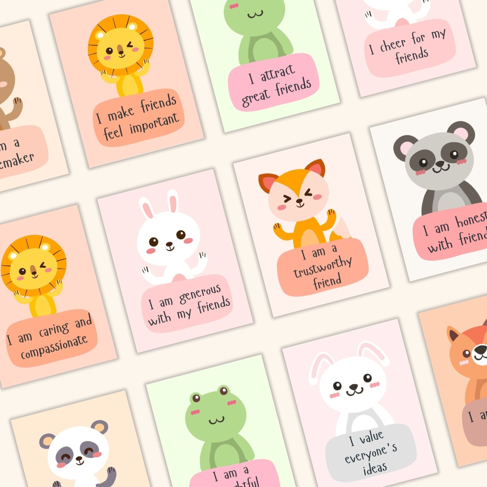 Positive Affirmation Cards for Kids Printable, Friendship Cards ...