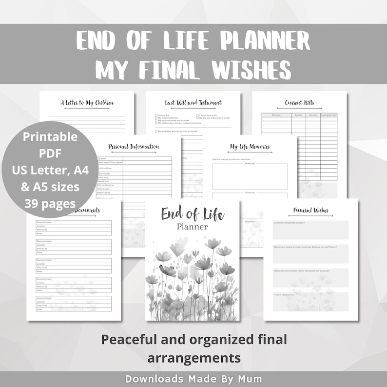 End of Life Planner Printable, Emergency Binder, Estate Planning, Death ...