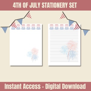 Fourth of July Printable Stationery Set, Patriotic Printables, Letter ...