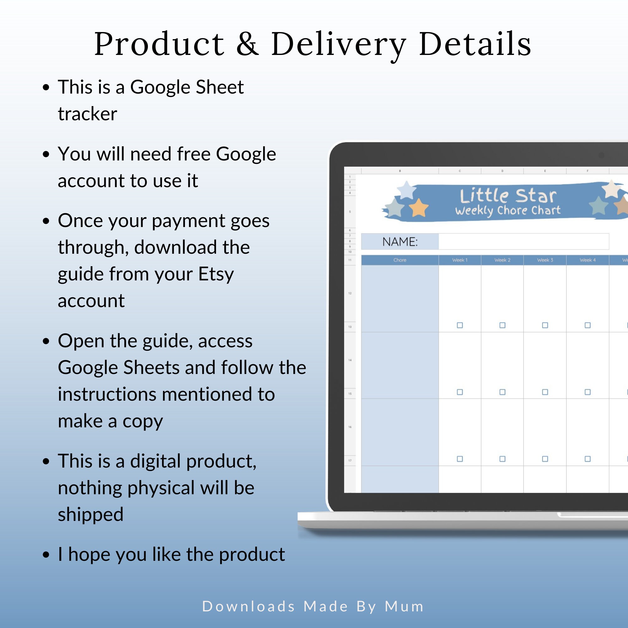 Kids Chore Chart Spreadsheet, Digital Chore Chart, Google Sheets ...