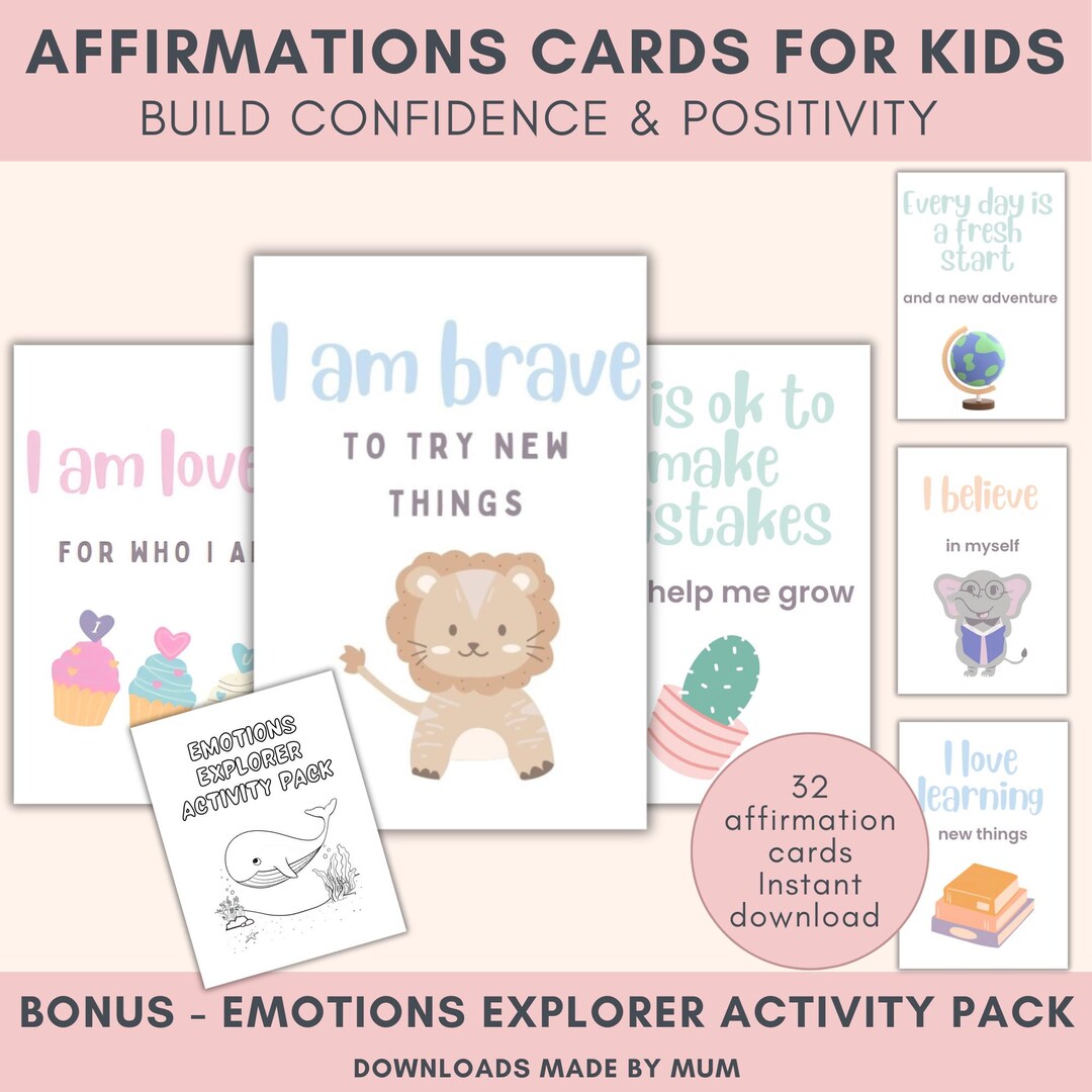 Affirmation Cards for Kids Printable, Children's Positive Affirmation ...