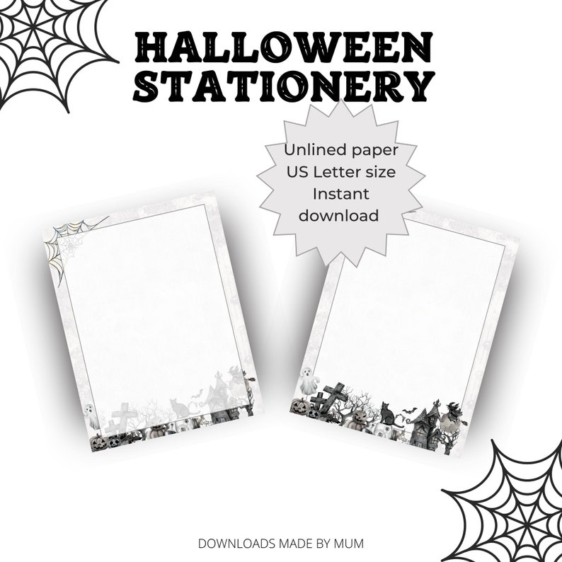 Halloween Stationery Printable, Halloween Bookmarks, Halloween Papers ...