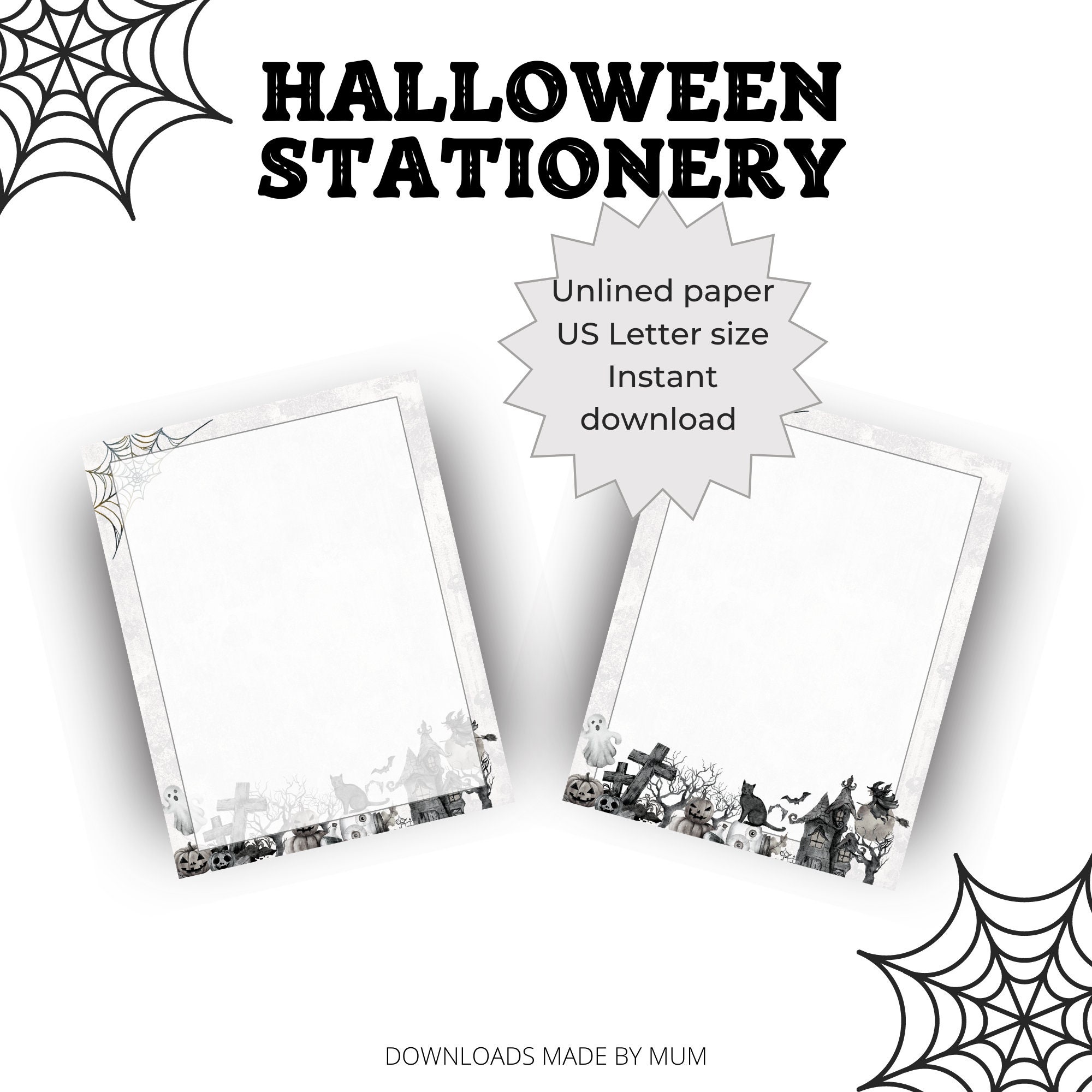 Halloween Stationery Printable, Halloween Bookmarks, Halloween Papers ...