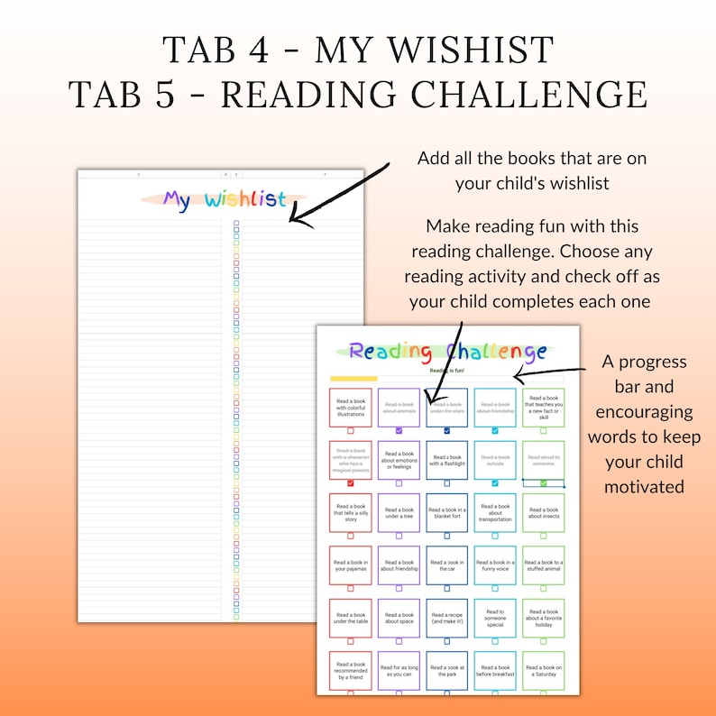 Reading Log for Kids Spreadsheet, Reading Tracker, Reading Challenge ...