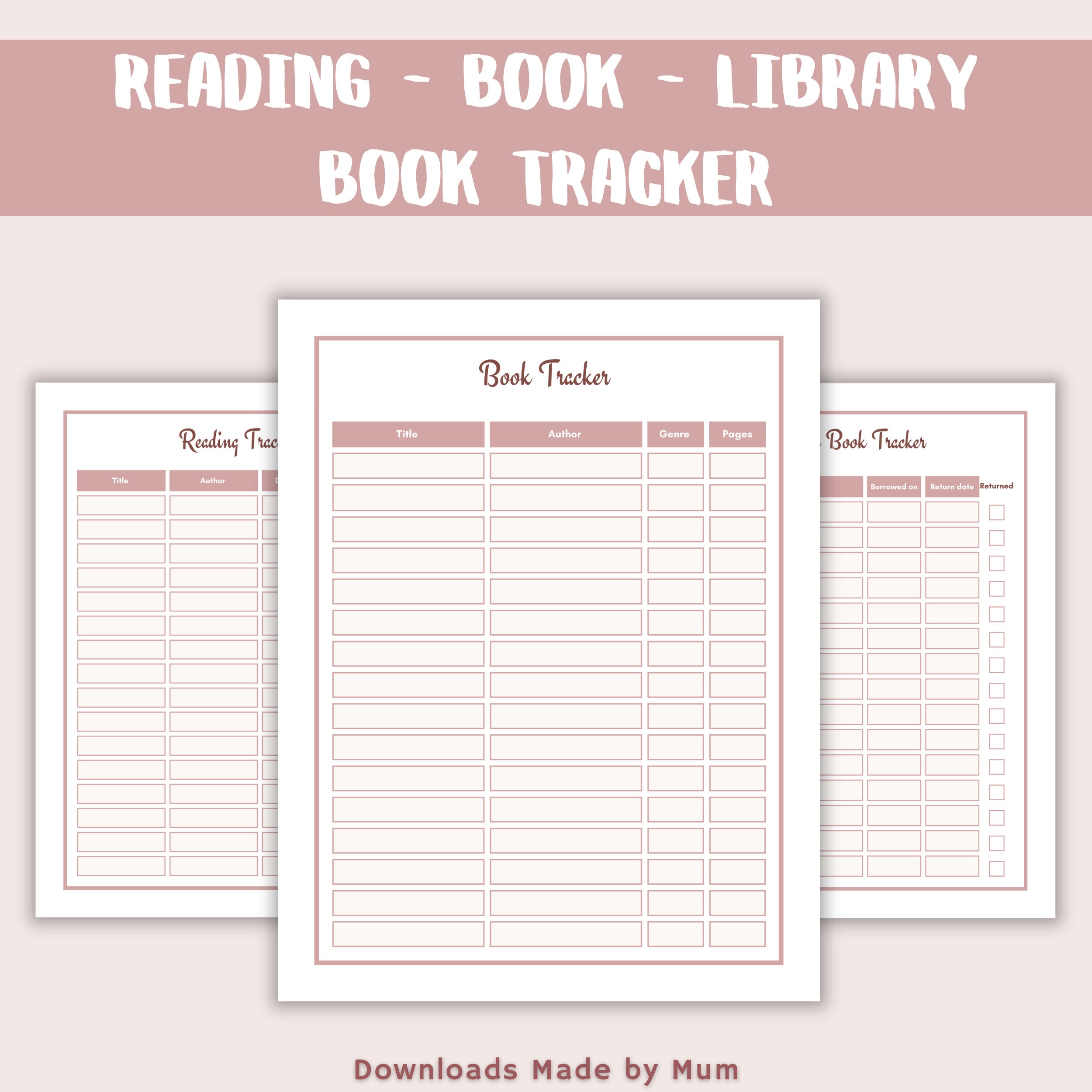 Reading Planner Printable, Reading Journal, Reading Log, Reading ...