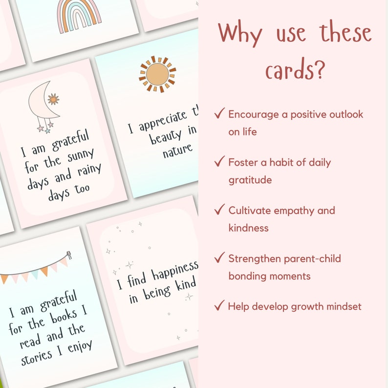 Kids Gratitude Affirmation Cards Printable, Positive Affirmations ...