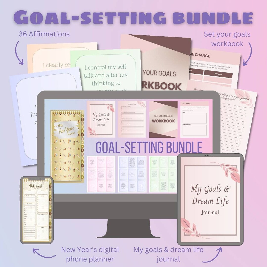 Goal Planning PDF, Goal Setting Bundle, Goal Journal, Goal Setting ...