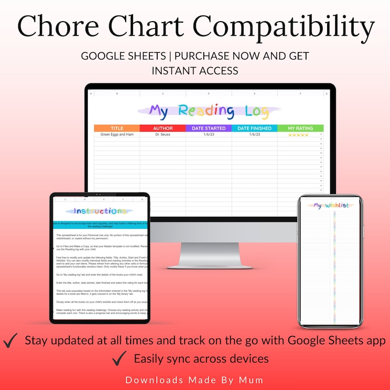 Reading Log for Kids Spreadsheet, Reading Tracker, Reading Challenge ...