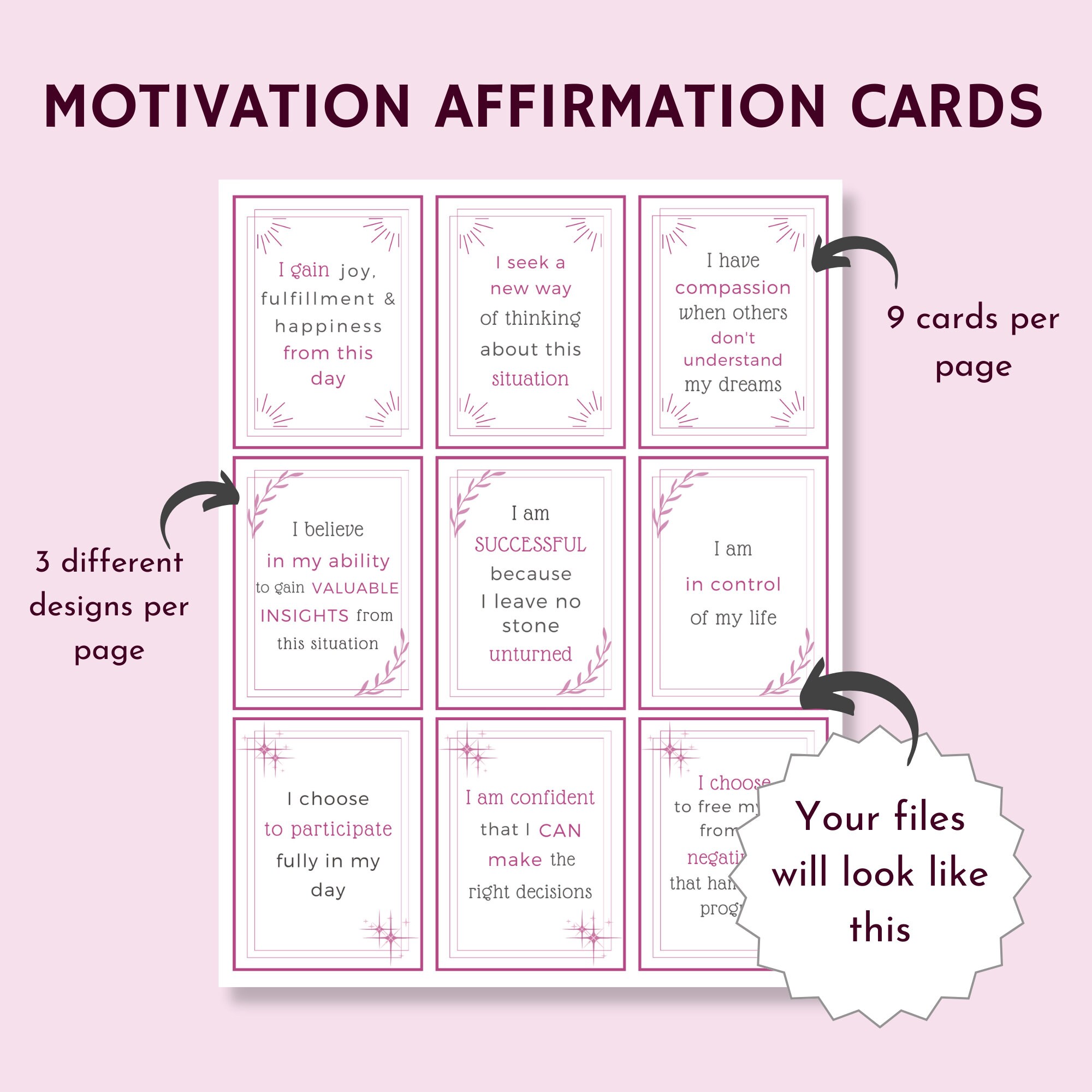 Motivation Printable Affirmation Cards for Women, Encouragement Cards ...