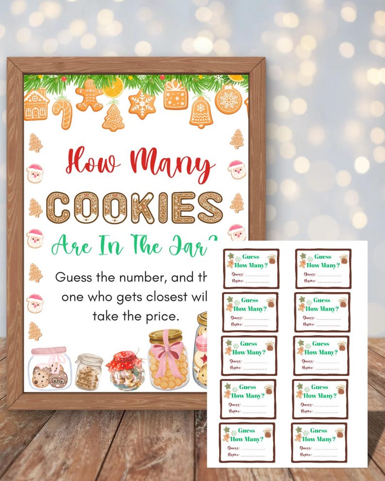 Guess How Many Cookies in Jar, Printable Christmas Guessing Game ...
