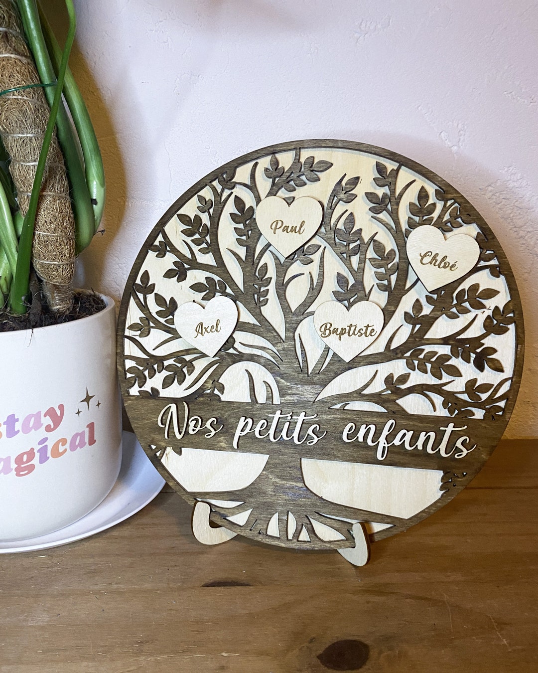 Cadre décoratif arbre de vie, arbre généalogique en bois pour fête des ...