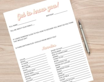Get to Know You Template - Etsy