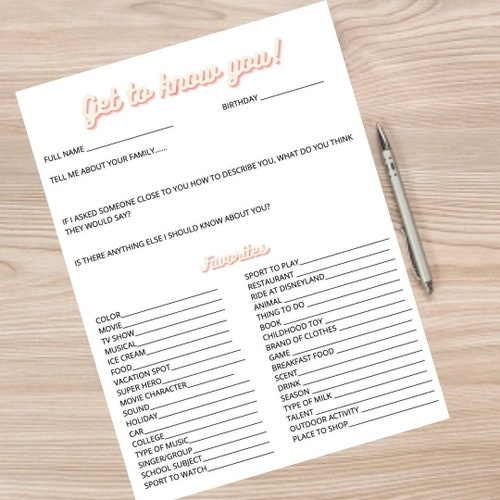 Get to Know Me Survey Employee Questionnaire Gift Exchange - Etsy