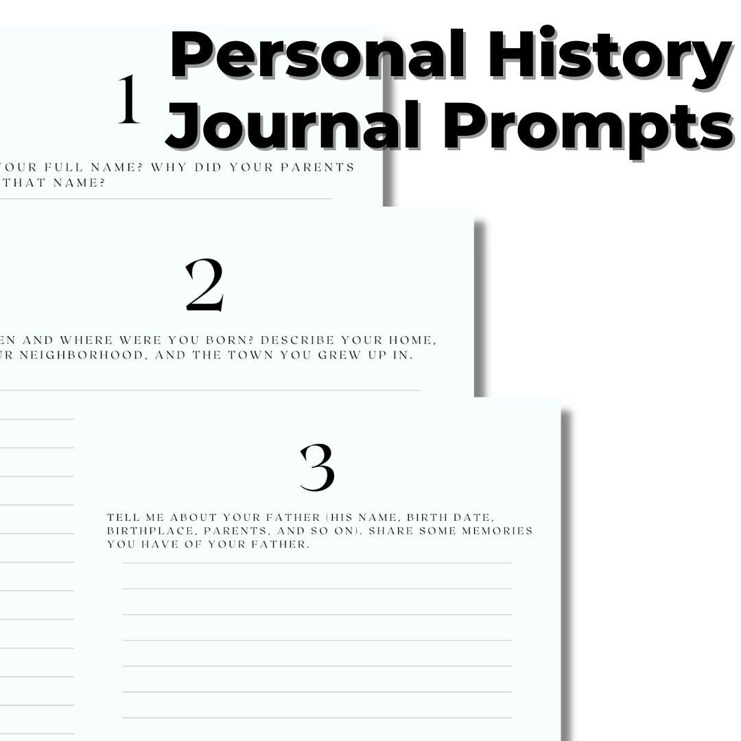 Personal History Journal Prompts | Family History | Journal - Etsy