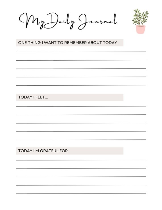 Daily Journal Prompts Easy Journaling Meditation Wellness Health Reflection Etsy