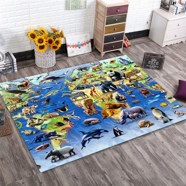 World Map Rug - Etsy