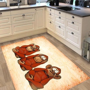Three Monkeys Rug,rug for Kitchen, Rug for Living Room, the Three ...