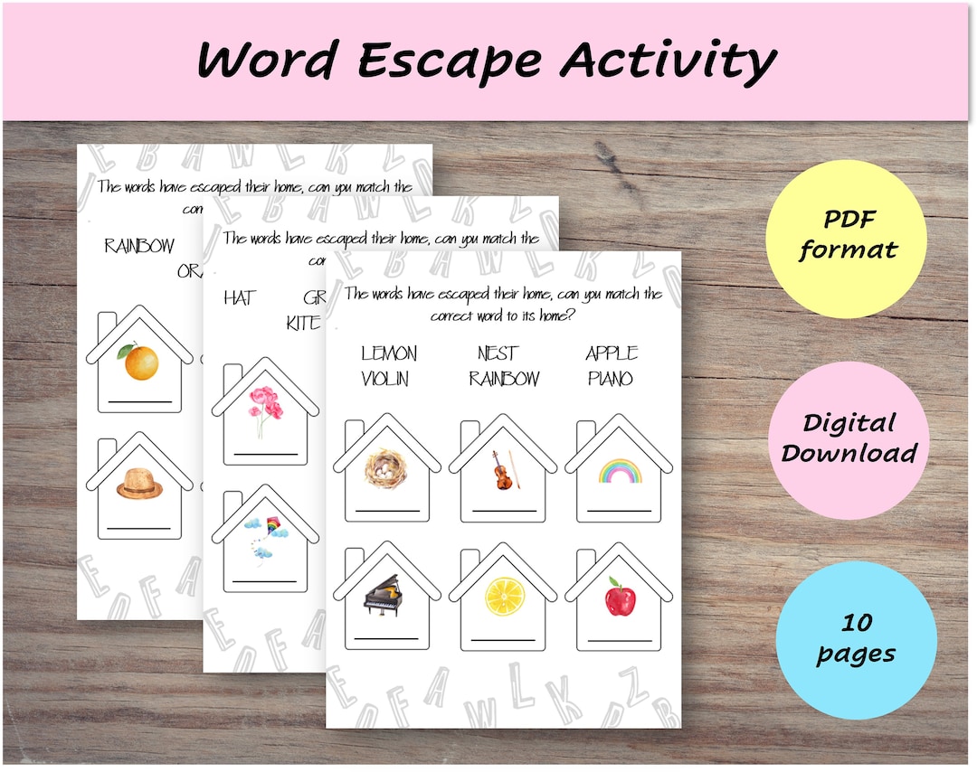 Word Escape Activity | Word Association Game | Early Learning ...