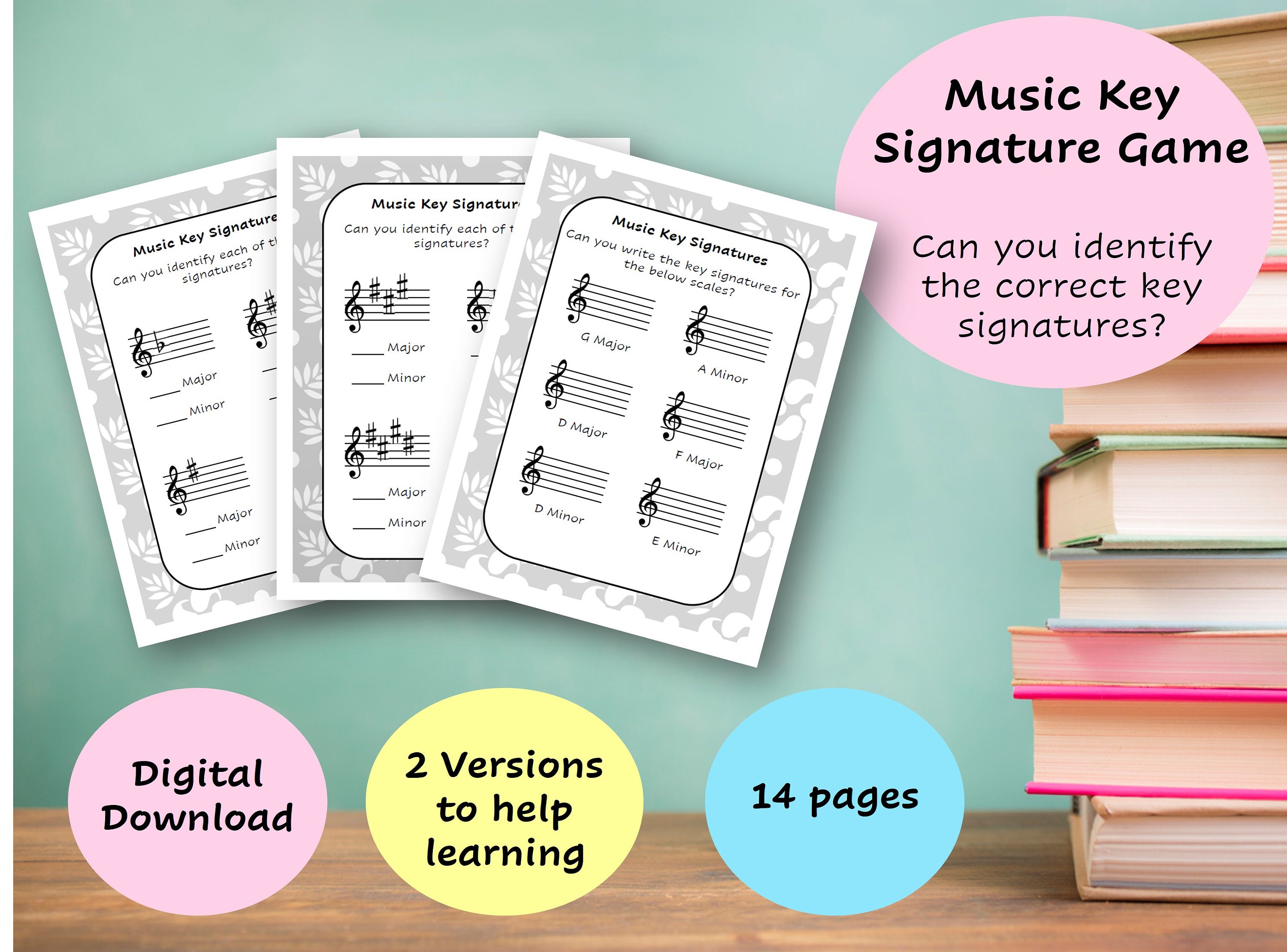Music Key Signature Activity Printable Worksheets Music | Etsy