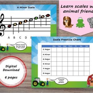 6 X Printable Music Scales for Beginners Plus Practice Chart Classroom ...