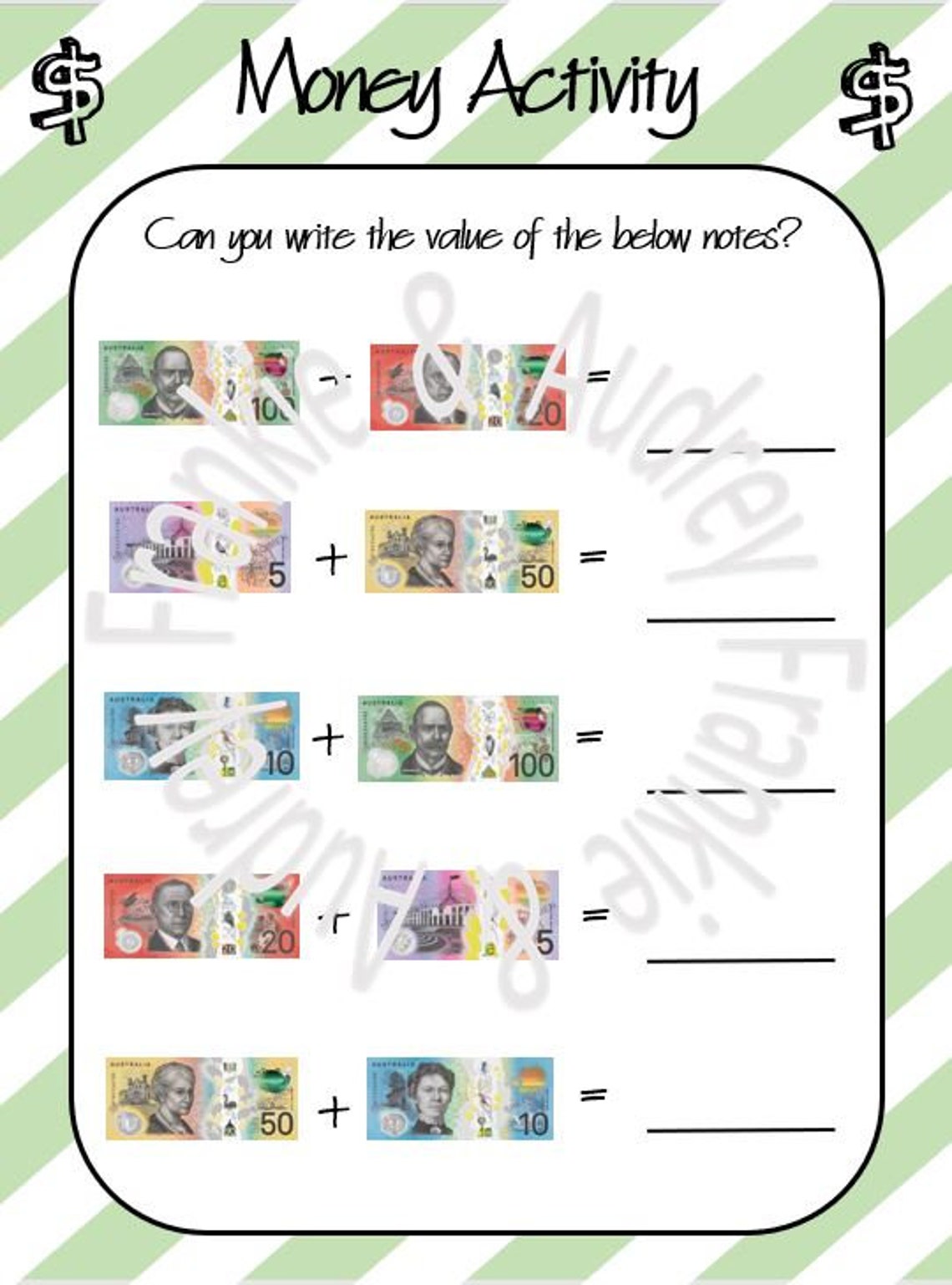 Australian Money Activity | Classroom Learning | Counting Activity ...