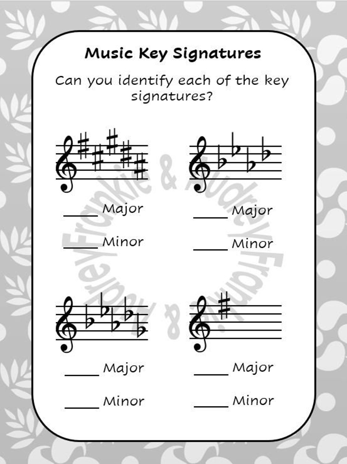 Music Key Signature Activity Printable Worksheets Music | Etsy