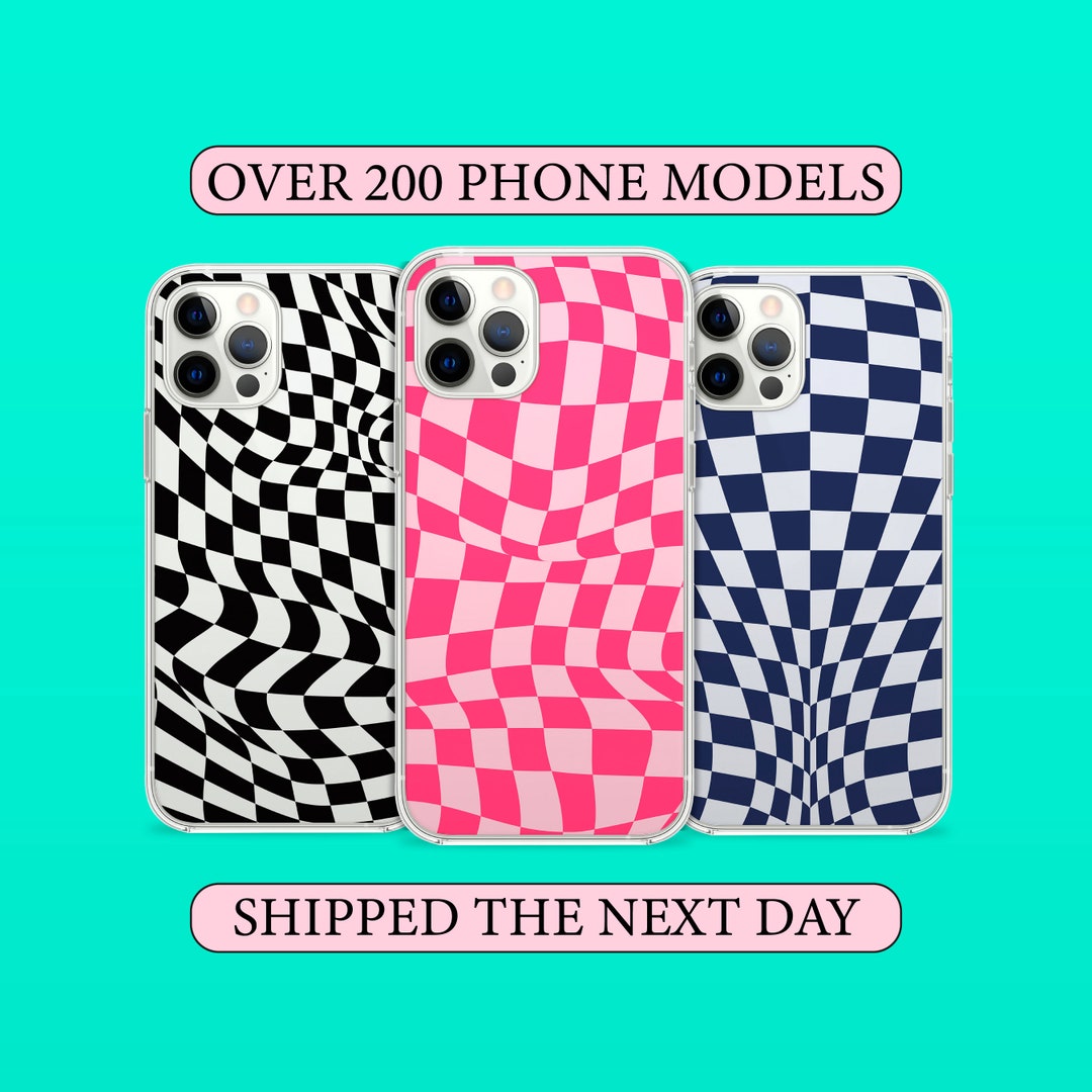 Distorted Checker Board Phone Case, Trippy Fun Black White Checkered ...